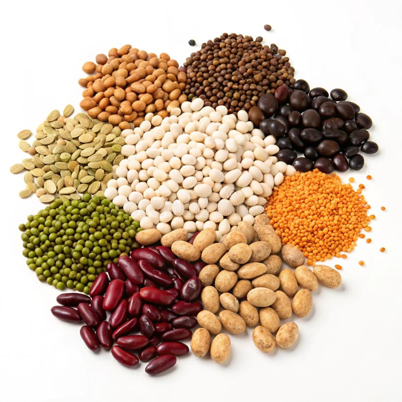 Assortment of Beans and Lentils Isolated on White Background Stock ...