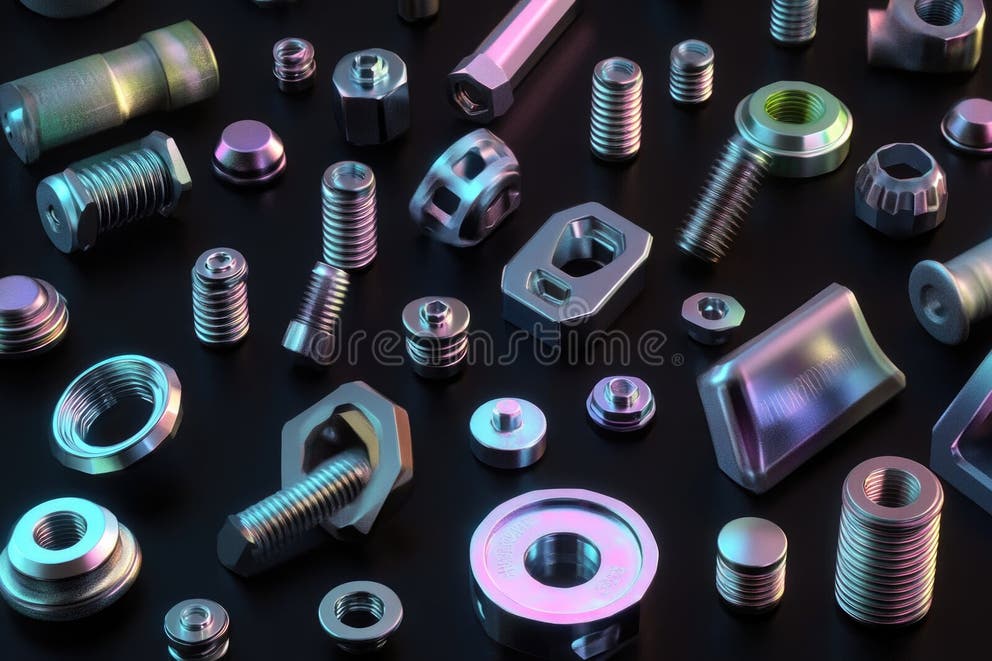 Assortment of Bolts and Nuts in Various Shapes and Sizes Stock Image ...