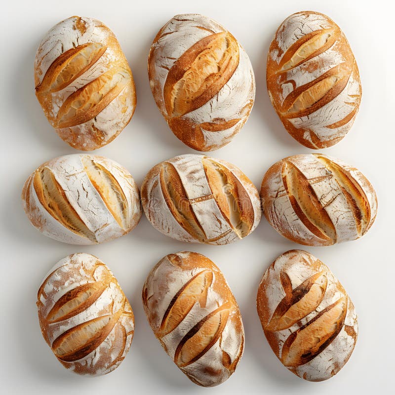 An Assortment of Bread Rolls Displayed on a Clean White Surface Stock ...