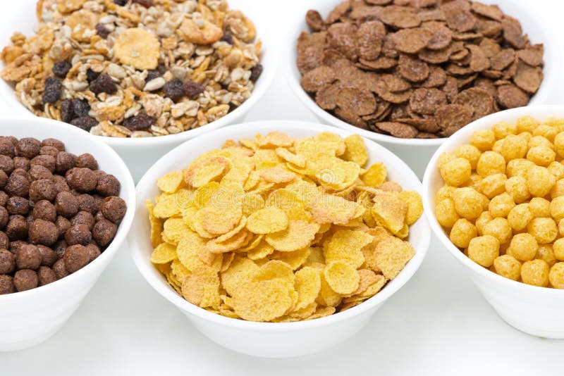 Assortment Breakfast Cereals in Bowls Stock Image - Image of granola ...