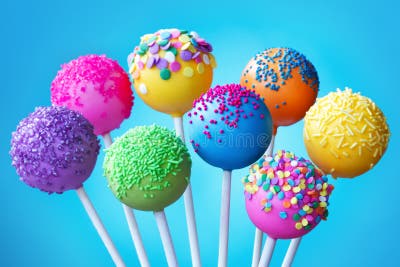 Assortment of Brightly Colored Cake Pops Stock Photo - Image of baked ...