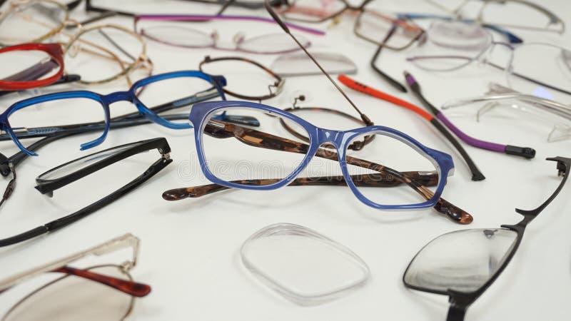 Assortment of Broken Optical Eyeglasses, Broken Hinges, Missing Lenses ...