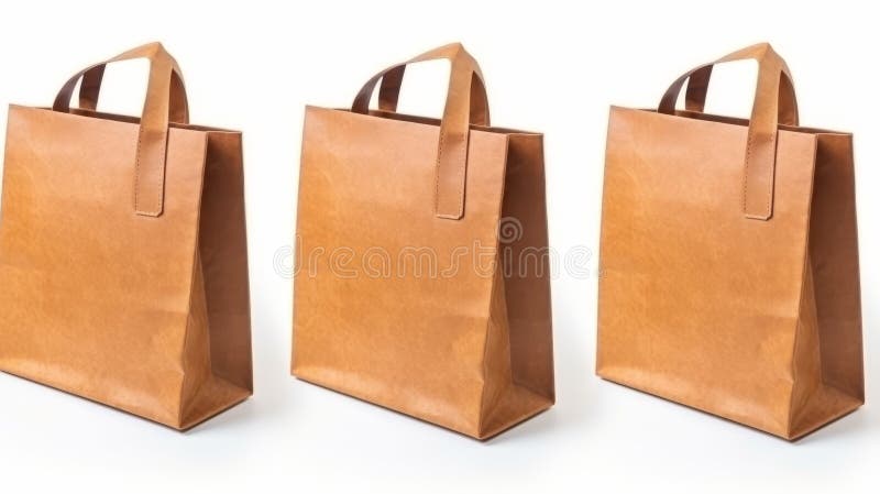 Assortment of Brown Paper Lunch Bags Isolated on White Background for ...