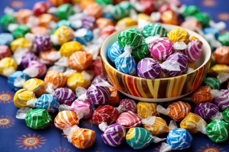 Assortment of Candies in Colorful Wrappers Stock Illustration ...