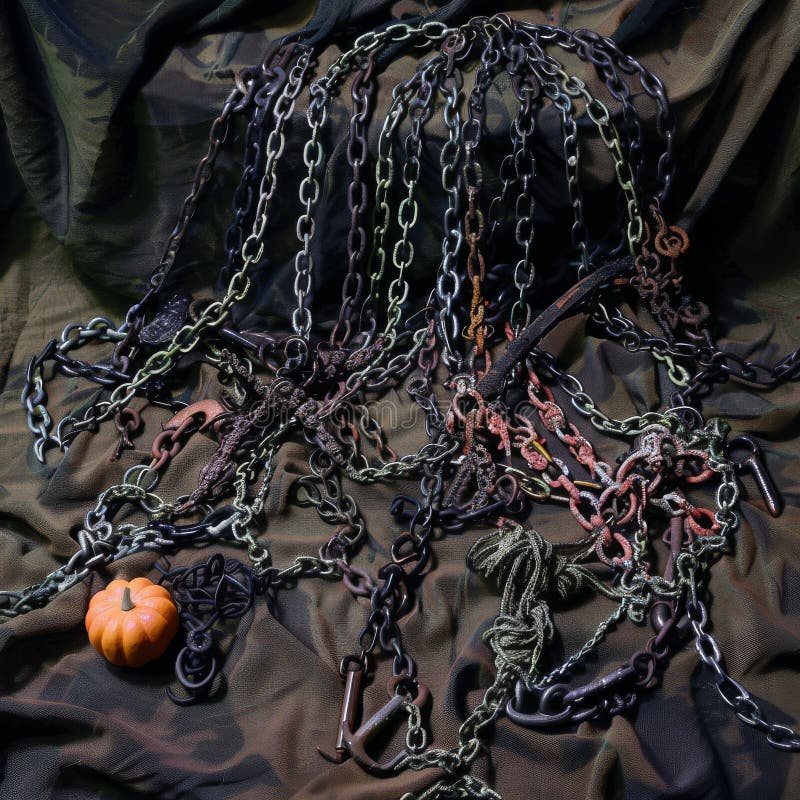 Assortment of Chains and Shackles for Halloween Scene Stock ...