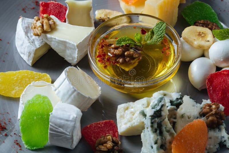 Assortment of Cheese with Fruits Stock Image - Image of brie, dairy ...