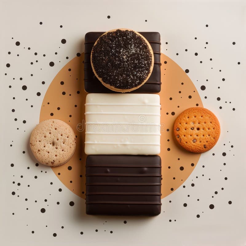 Assortment of Chocolate and Cream Biscuits Arranged in a Geometric ...