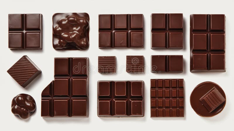Assortment of Chocolate Pieces with Varied Textures and Sizes Stock ...