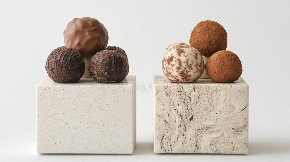 Assortment of Chocolate Truffles on Marble Cubes Stock Illustration ...