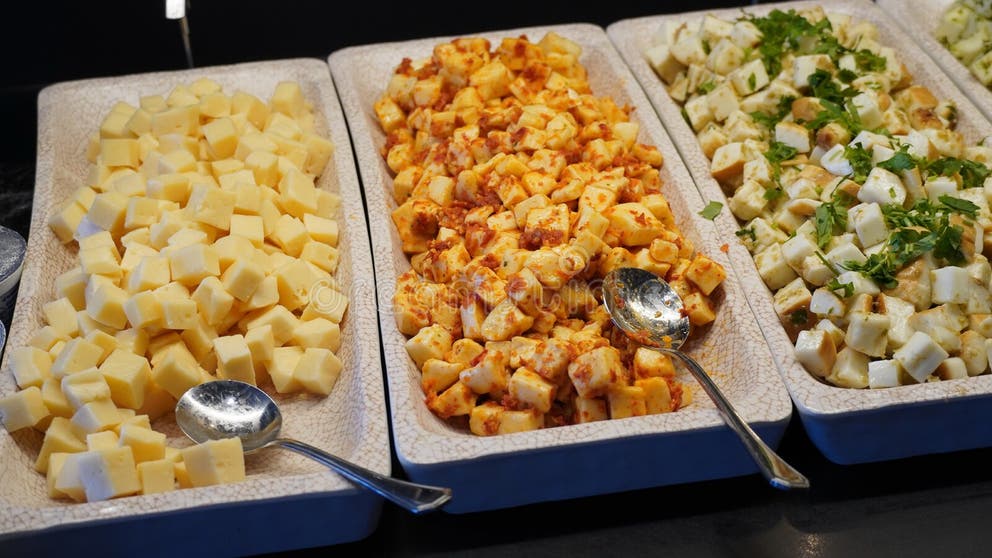 Assortment of Chopped Cheese with Spices Stock Photo - Image of food ...