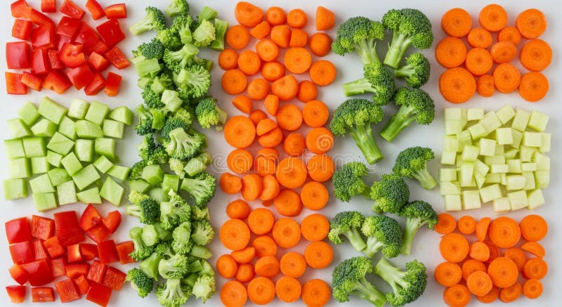 Assortment of Chopped Vegetables on White Background Stock Illustration ...