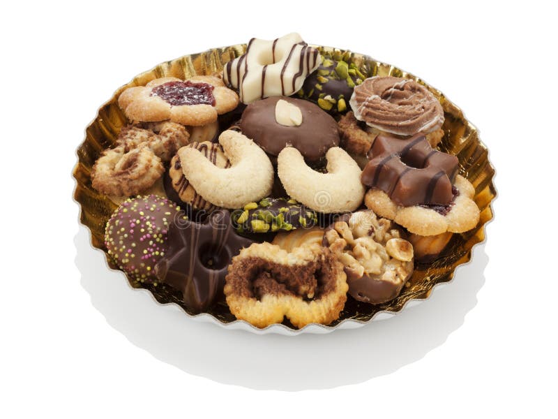 Assortment of Christmas Cookie on a Plate Isolated Stock Photo - Image ...