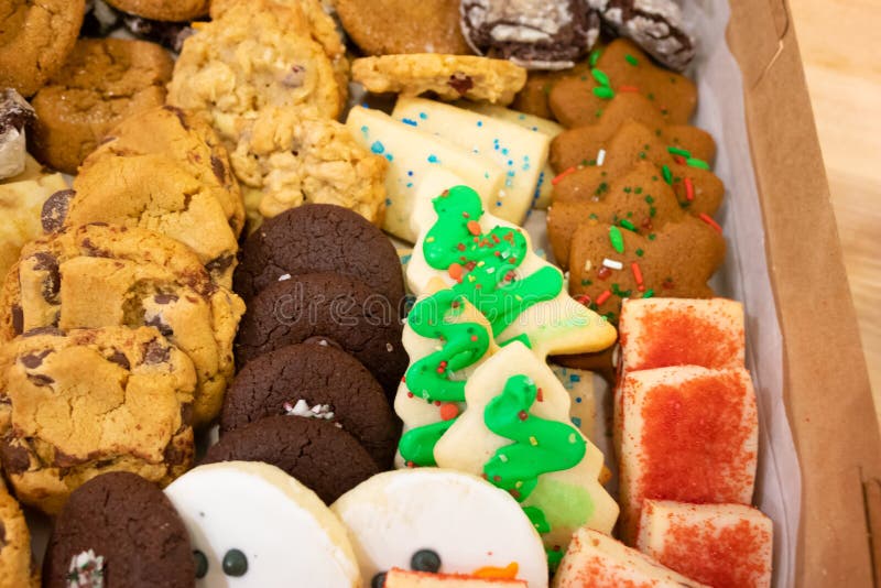 Assortment of Christmas Cookies in a Box Stock Image - Image of dessert ...