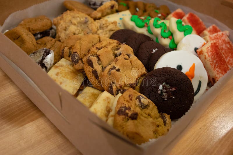 Assortment of Christmas Cookies in a Box Stock Image - Image of pastry ...