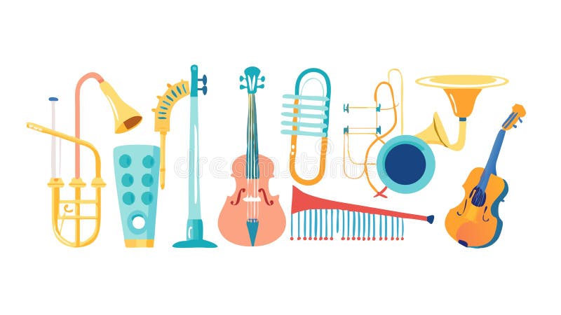 Classical Musical Instruments Full Set of Vector Illustration Stock ...