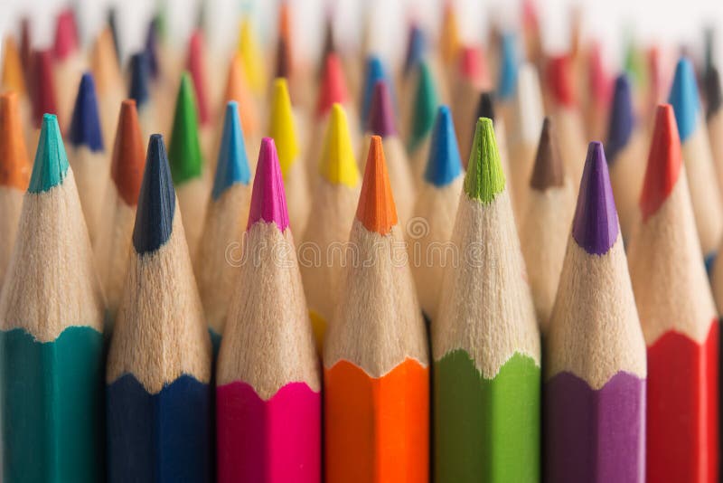 Assortment of Colored Drawing Pencils in a Variety of Colors Macro ...