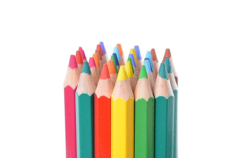 Assortment of Colored Pencils Over White Stock Photo - Image of colored ...