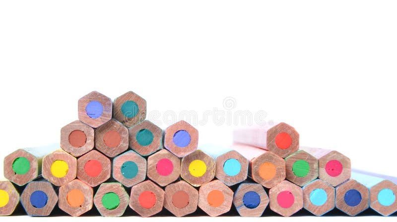 Assortment of Colored Pencils Over White Stock Photo - Image of green ...