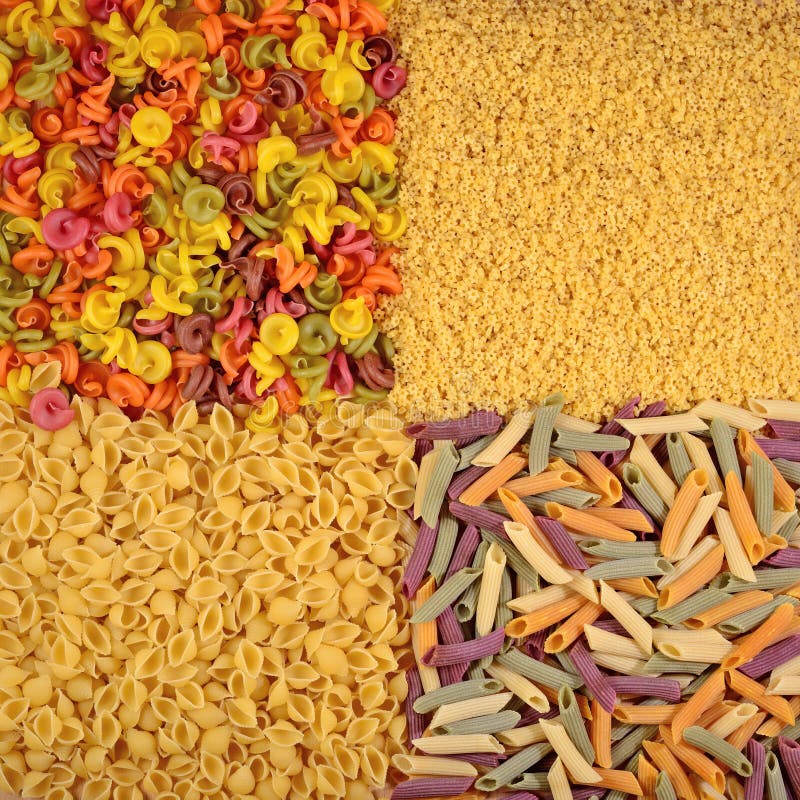 Assortment of Colored Uncooked Italian Pasta As Background Stock Photo ...