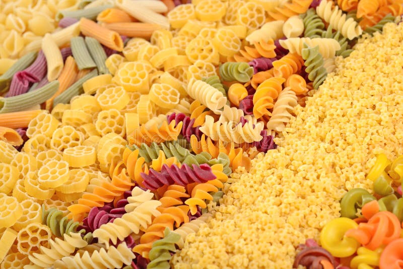 Assortment of Colored Uncooked Italian Pasta Close Up Stock Image ...