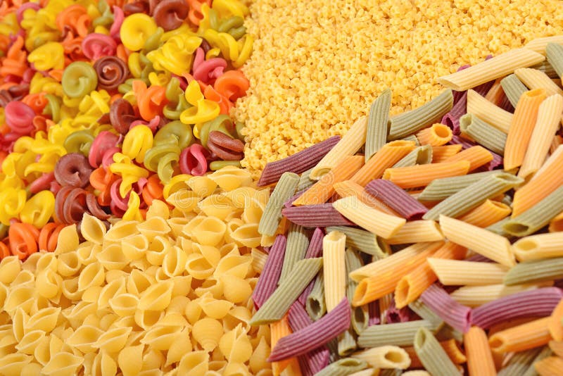 Assortment of Colored Uncooked Italian Pasta Close Up Stock Image ...