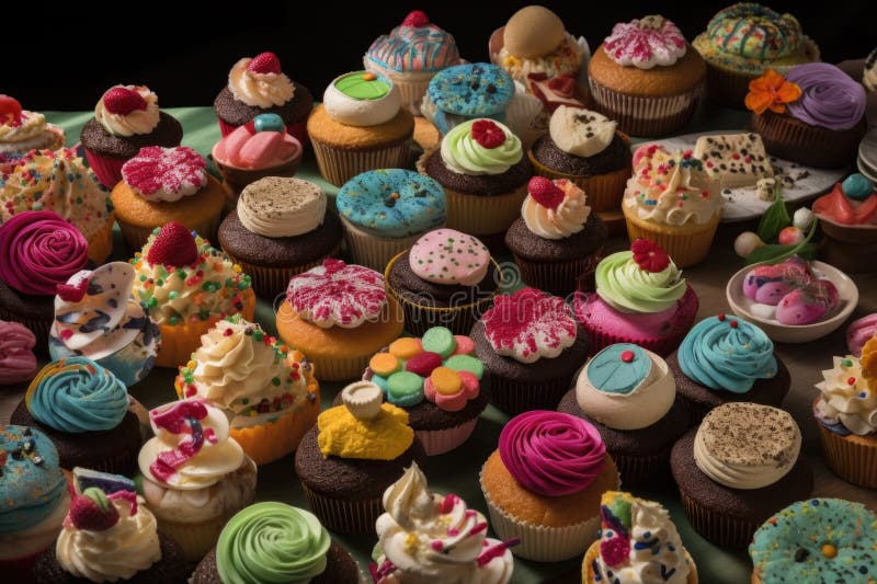 An Assortment of Colorful and Creative Cupcakes in Various Shapes ...