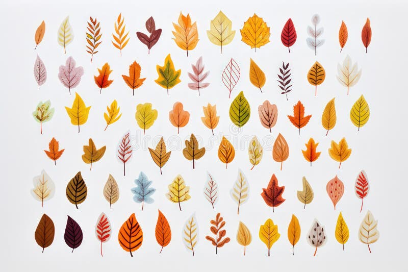 An Assortment of Colorful Leaf Illustrations in a Collection Stock ...