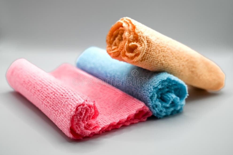Assortment of Colorful Microfiber Cloths Used for Cleaning Scratch ...