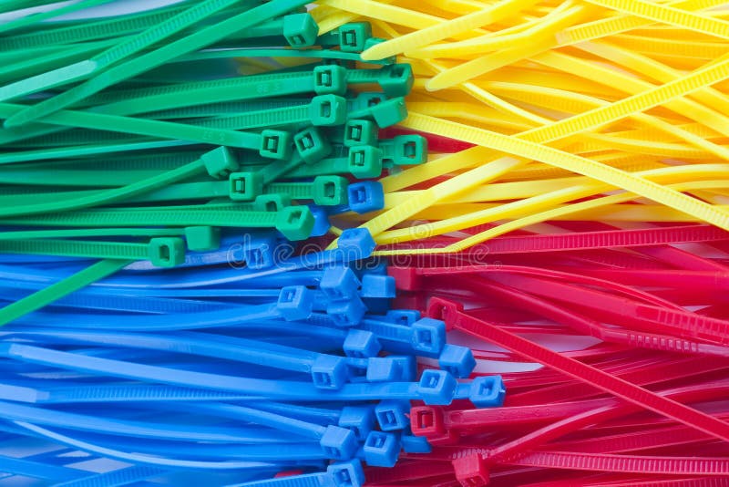 Assortment of Colorful Plastic Zip Ties Stock Photo - Image of attach ...