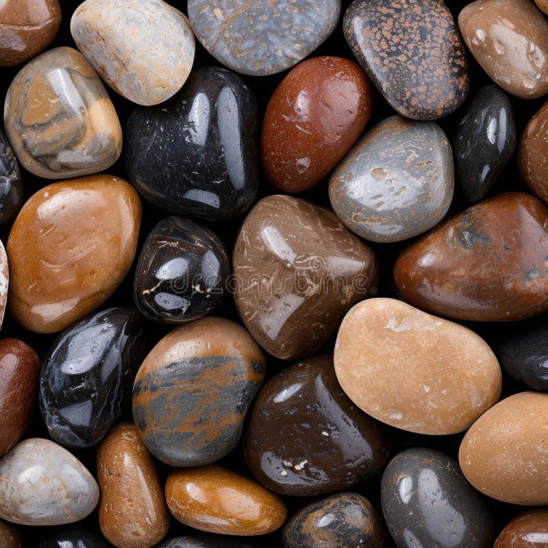 Assortment of Colorful Smooth River Rocks Stock Illustration ...