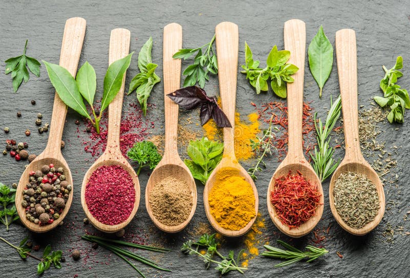 Assortment of Colorful Spices. Stock Image - Image of gourmet, gray ...