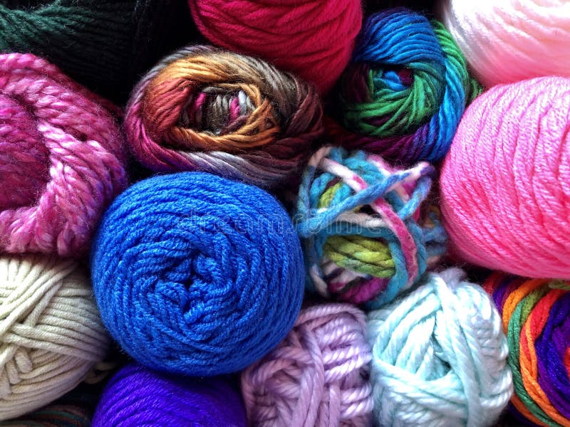 Full Frame of Assorted Colorful Yarns Stock Photo - Image of ball, knit ...