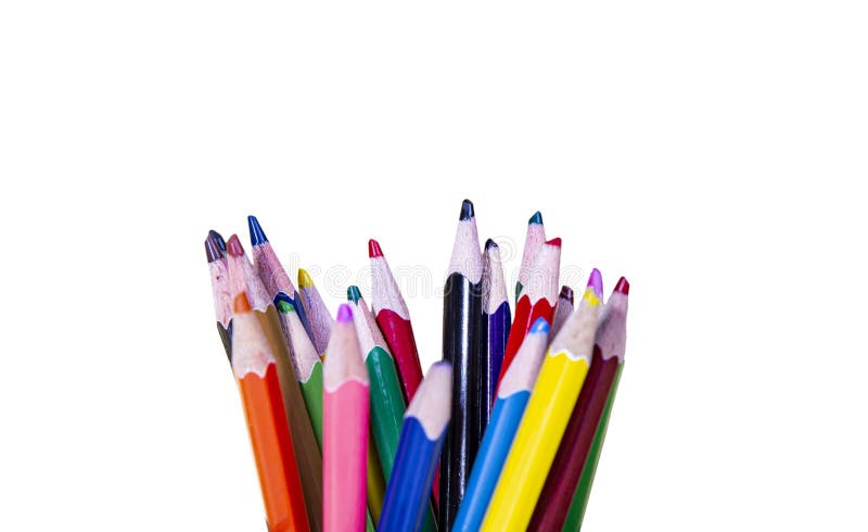 Assortment of Coloured Pencils on White Background Stock Image - Image ...