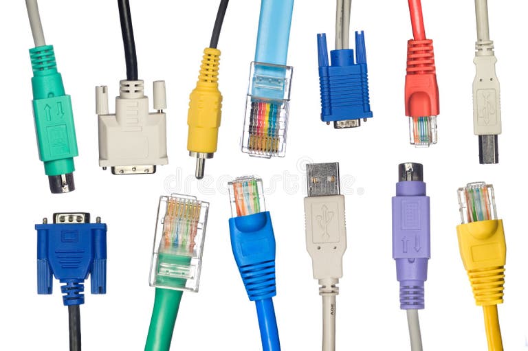 Assortment of Computer Cables Stock Image - Image of device, blue: 13245907