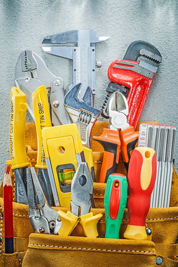Assortment of Construction Tooling in Tool Belt Stock Photo - Image of ...