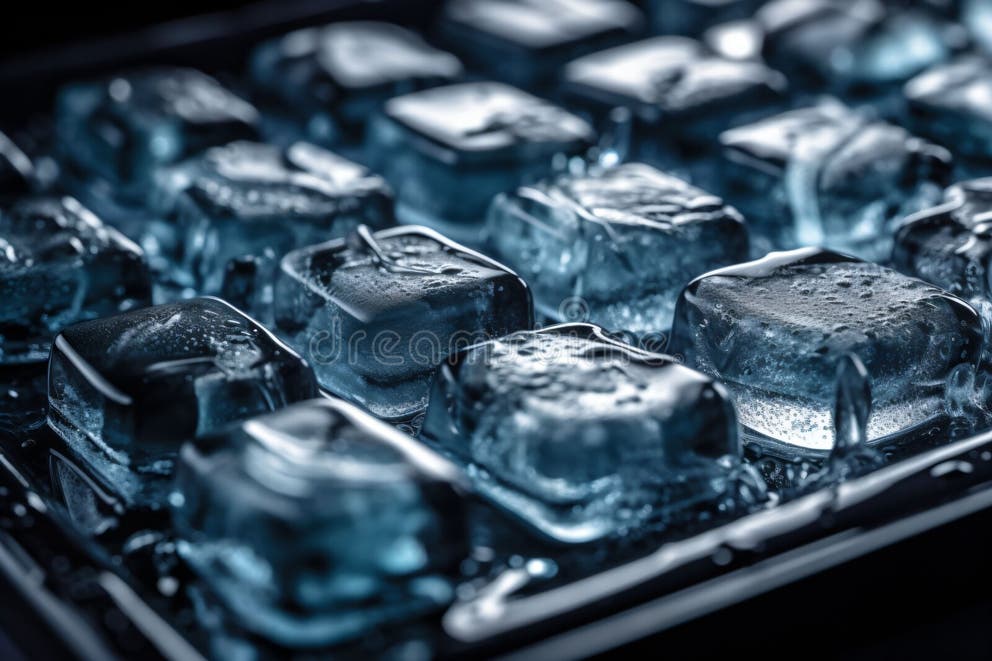 Assortment of Crystal Clear Ice Cubes Set in a Tray, AI-generated ...