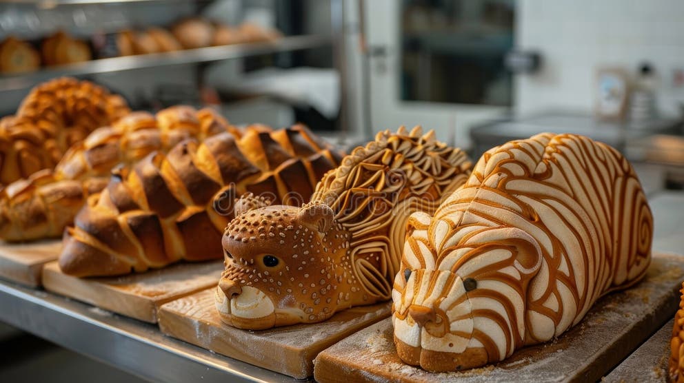 Assortment of Decorative Bread Sculptures Stock Illustration ...