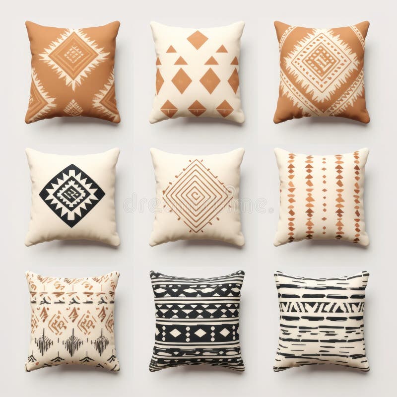 An Assortment of Decorative Pillows and Cushions with Various Colorful ...