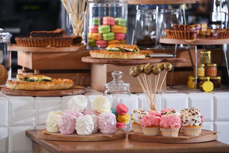Assortment of Delicious Pastries and Sweets in Shop Stock Image - Image ...