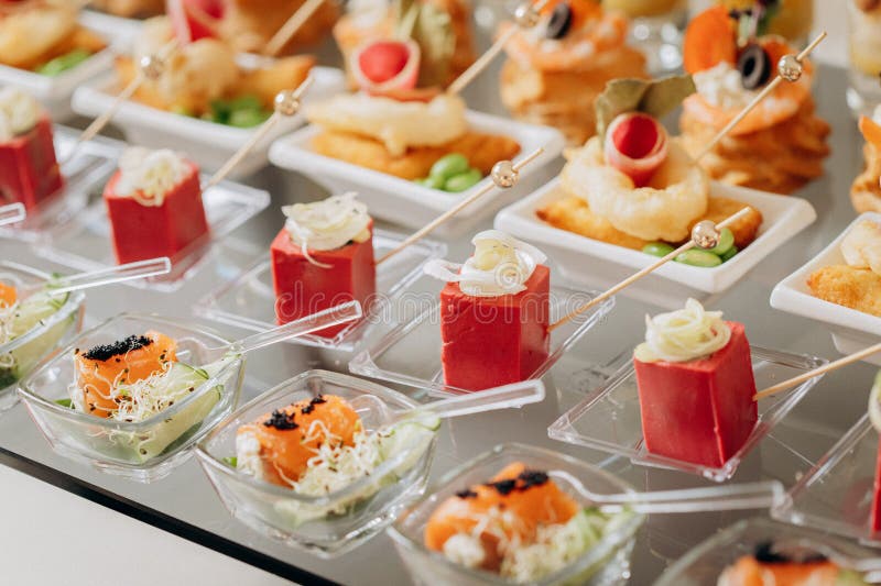 Assortment of Delicious Snacks on the Open Buffet Festive Table in ...