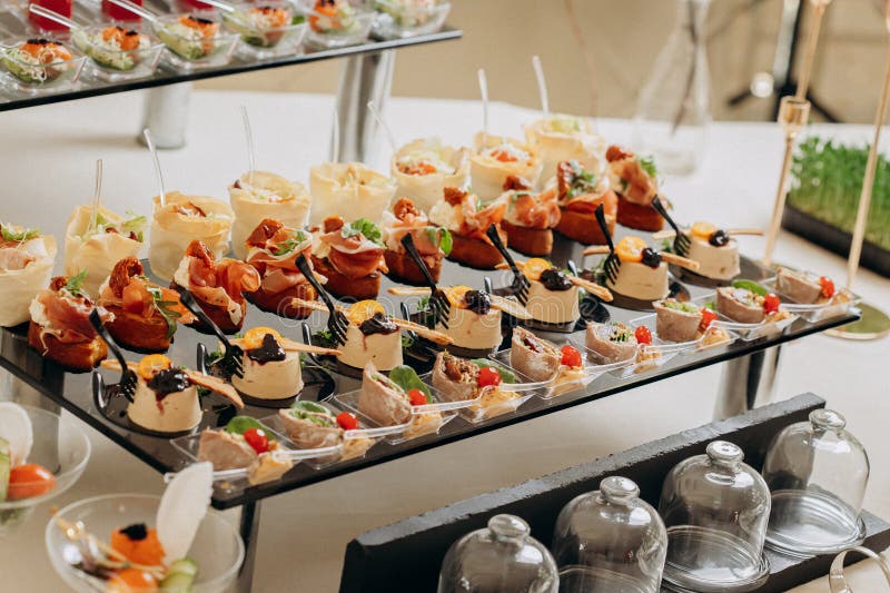Assortment of Delicious Snacks on the Open Buffet Festive Table in ...