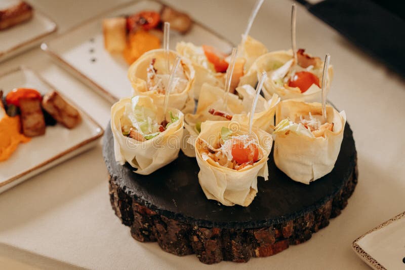 Assortment of Delicious Snacks on the Open Buffet Festive Table in ...