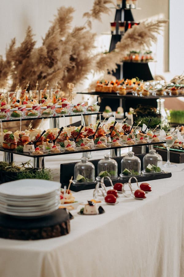 Assortment of Delicious Snacks on the Open Buffet Festive Table in ...