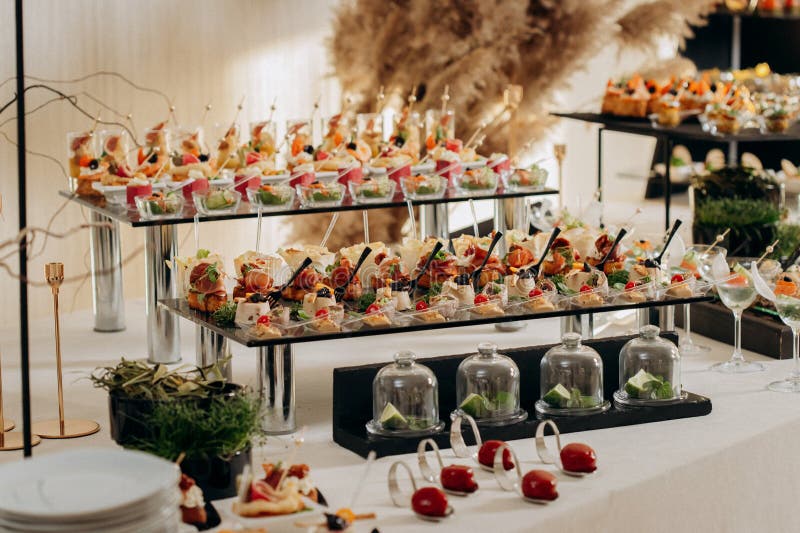 Assortment of Delicious Snacks on the Open Buffet Festive Table in ...