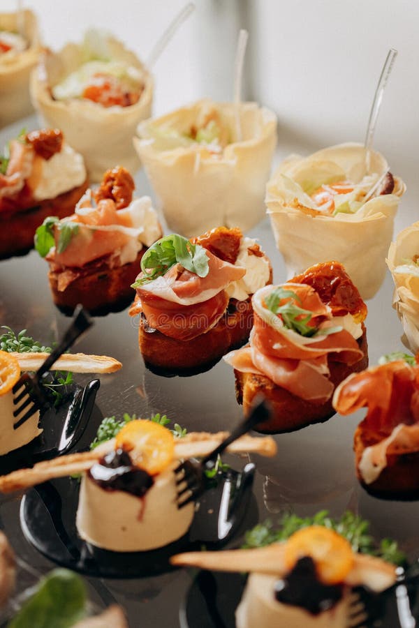 Assortment of Delicious Snacks on the Open Buffet Festive Table in ...