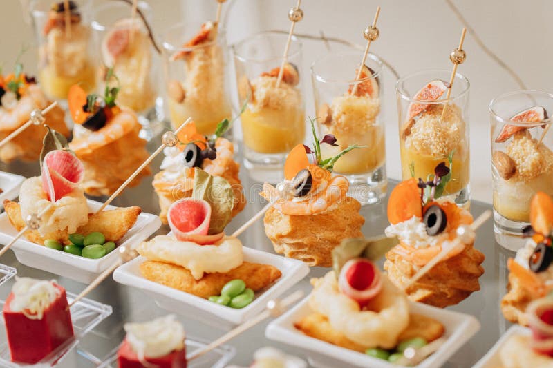 Assortment of Delicious Snacks on the Open Buffet Festive Table in ...