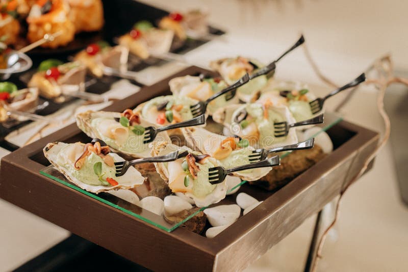 Assortment of Delicious Snacks on the Open Buffet Festive Table in ...