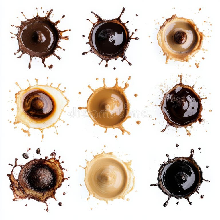 An Assortment of Delightful Coffee Beans Dropping into Coffee, Isolated ...