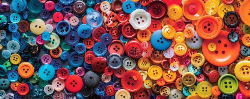 An Assortment of Different Colorful Buttons Scattered Across a Fabric ...