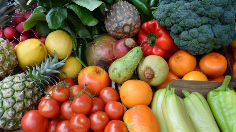 Assortment of Different Fruit and Vegetable Stock Illustration ...